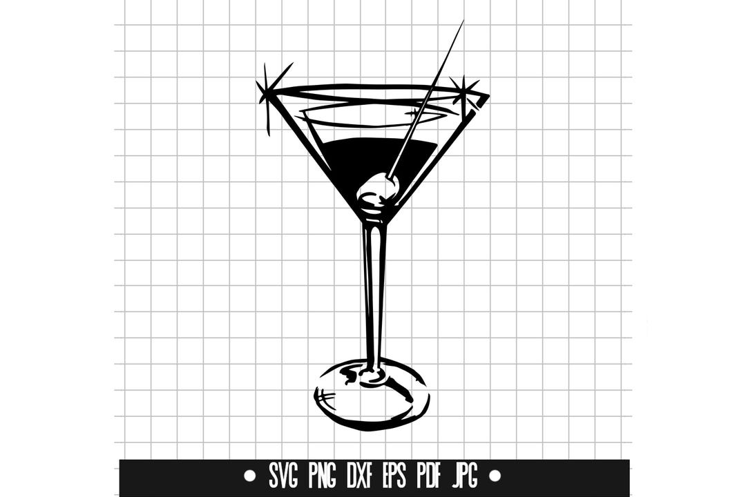Martini Glass SVG, Cocktail Drink DXF, Cocktail Glass PNG, Drink Cut ...