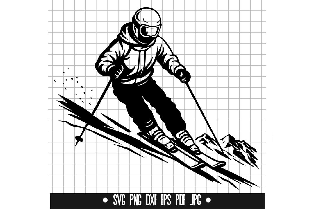 Ski Svg, Skier Svg, Downhill Ski Svg, Mountain Sport Svg, Winter Skiing ...