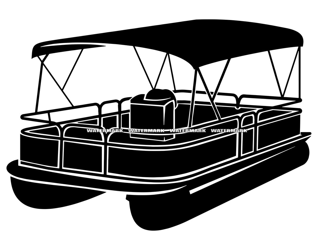 Pontoon Boat SVG #2 Pontoon Boat DXF, Pontoon Boat PNG, Pontoon Boat ...