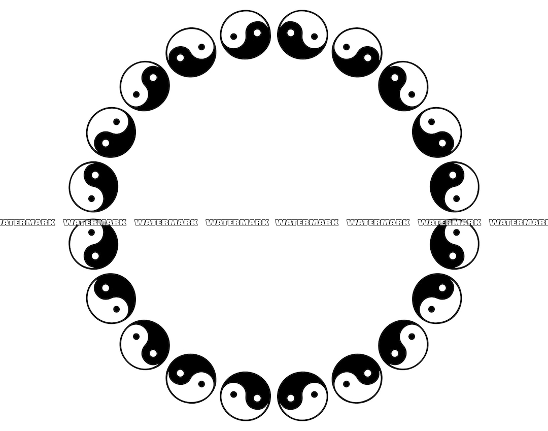 Ying Yang Circle Frame SVG Cut File DXF PNG Clipart - Etsy