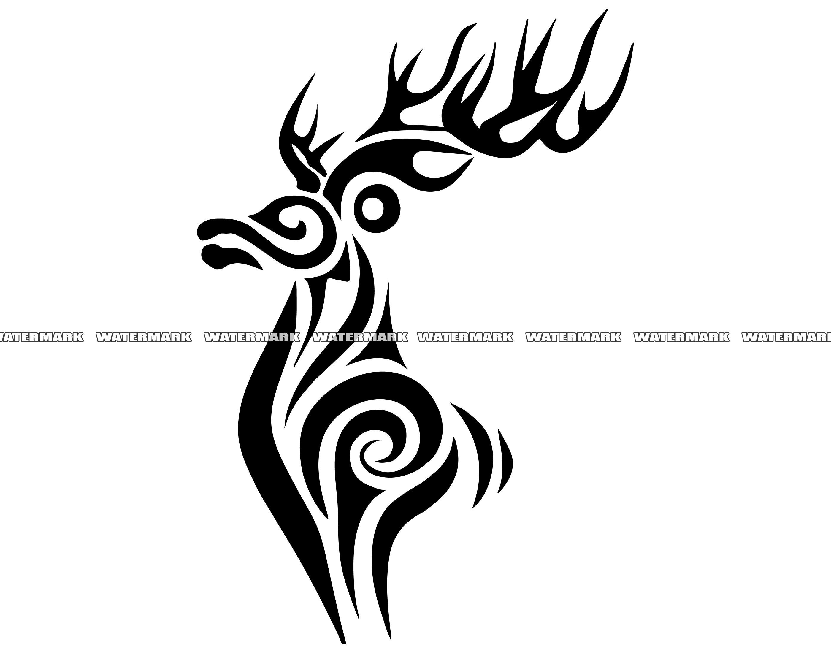 Tribal Deer Head Tattoo