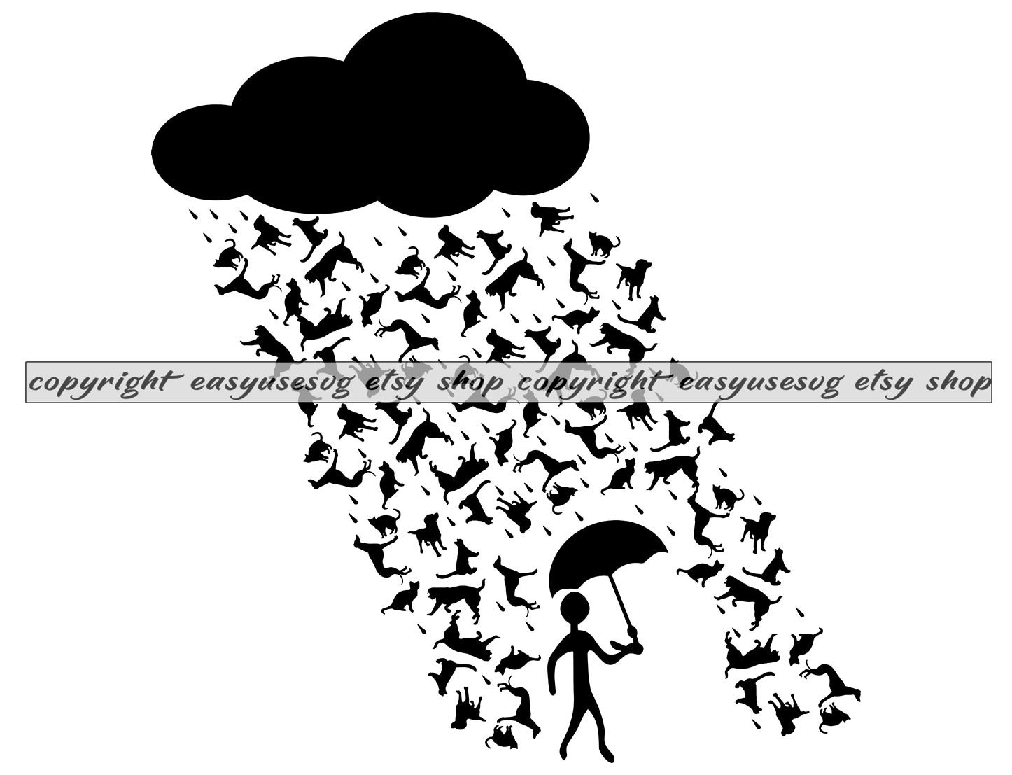 Raining Cats and Dogs SVG Raining Cats and Dogs DXF Raining - Etsy