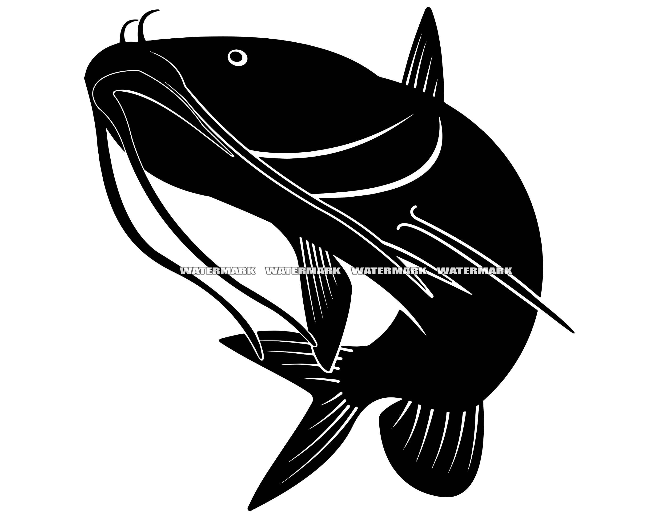 Catfish Face Silhouette