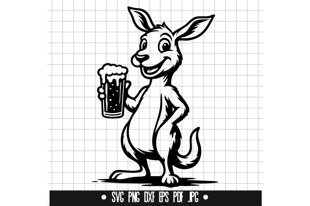 Kangaroo Beer SVG, Kangaroo Beer DXF, Kangaroo Beer PNG, Kangaroo Cut ...