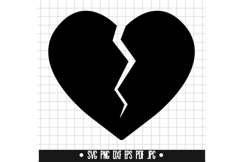 Broken Heart SVG, Broken Heart Cut File, Broken Heart DXF, Broken Heart ...