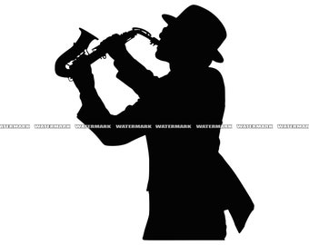 Saxophone Player Silhouette Svg - Etsy