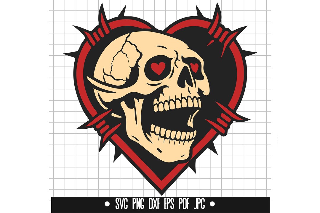 Skull Heart Svg, Love Skull Svg, Gothic Svg, Heart Svg, Skeleton Svg ...