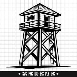 Fire Watch Tower SVG, Forest Lookout DXF, Cabin Tower PNG, Cut File ...