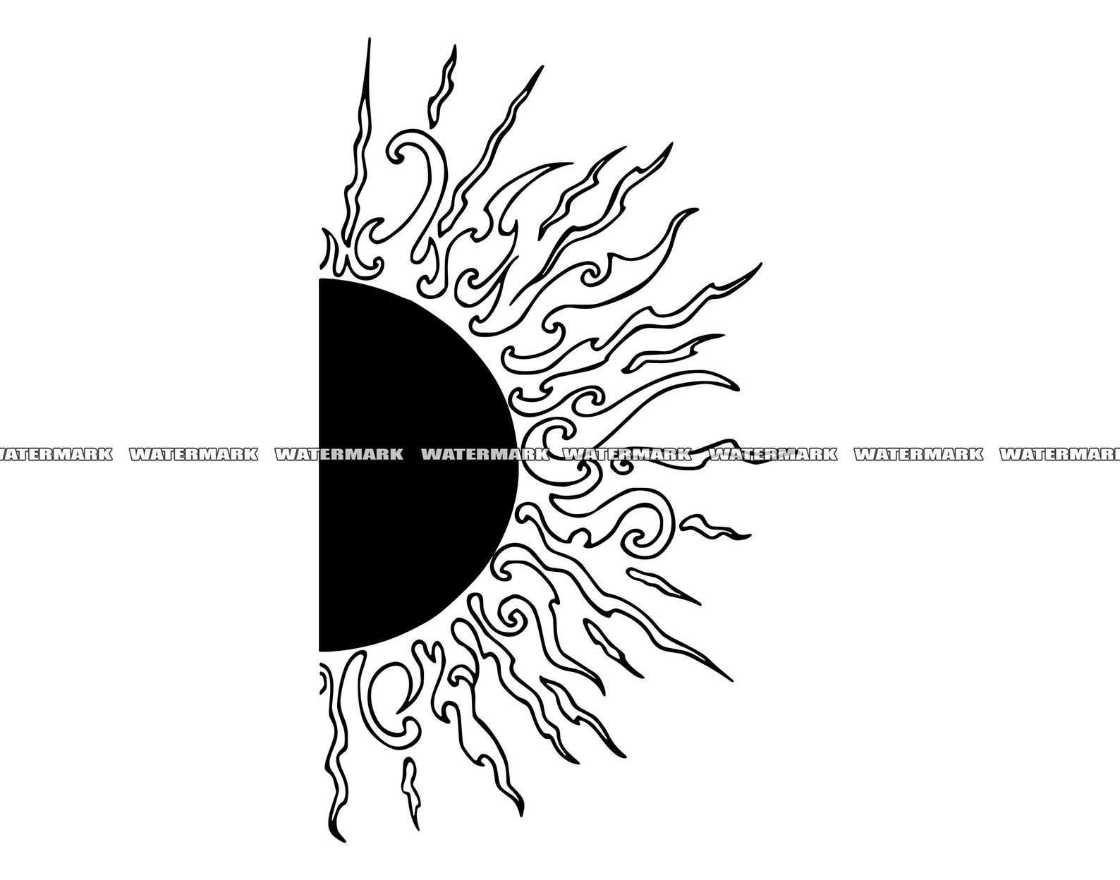 Half Sun SVG Half Sun Cut File Half Sun DXF Half Sun PNG - Etsy