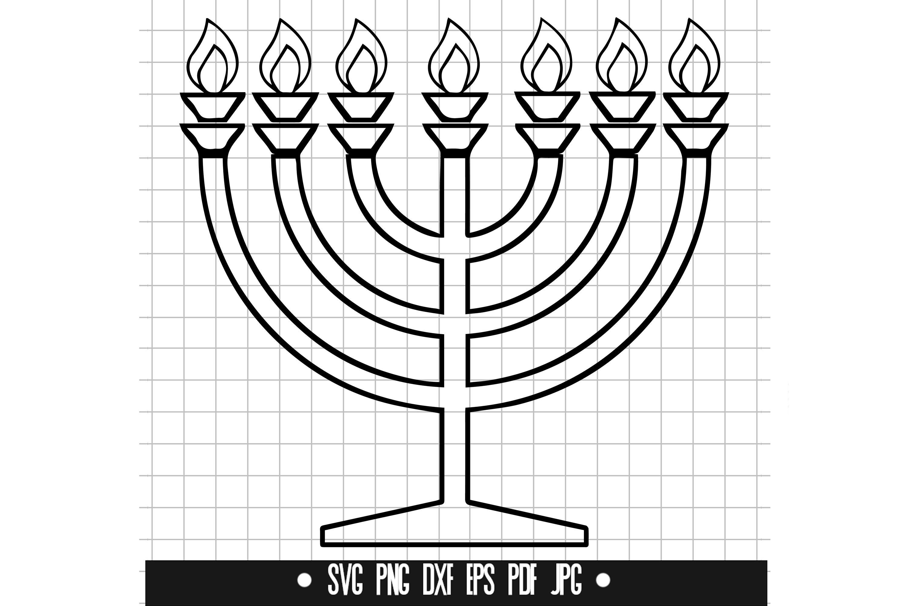 Menorah SVG, Menorah Cut File, Menorah DXF, Menorah PNG, Menorah ...