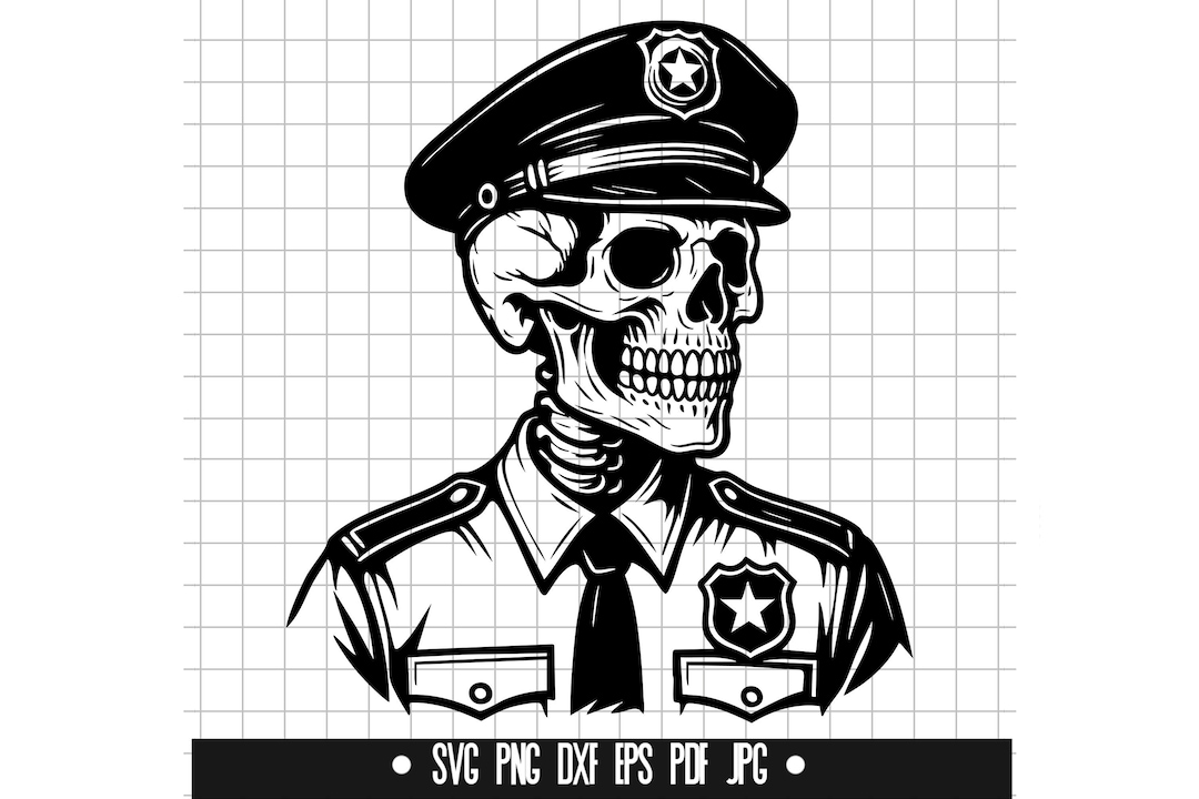 Skeleton Police SVG, Cop Skull DXF, Police Officer PNG, Cut File ...