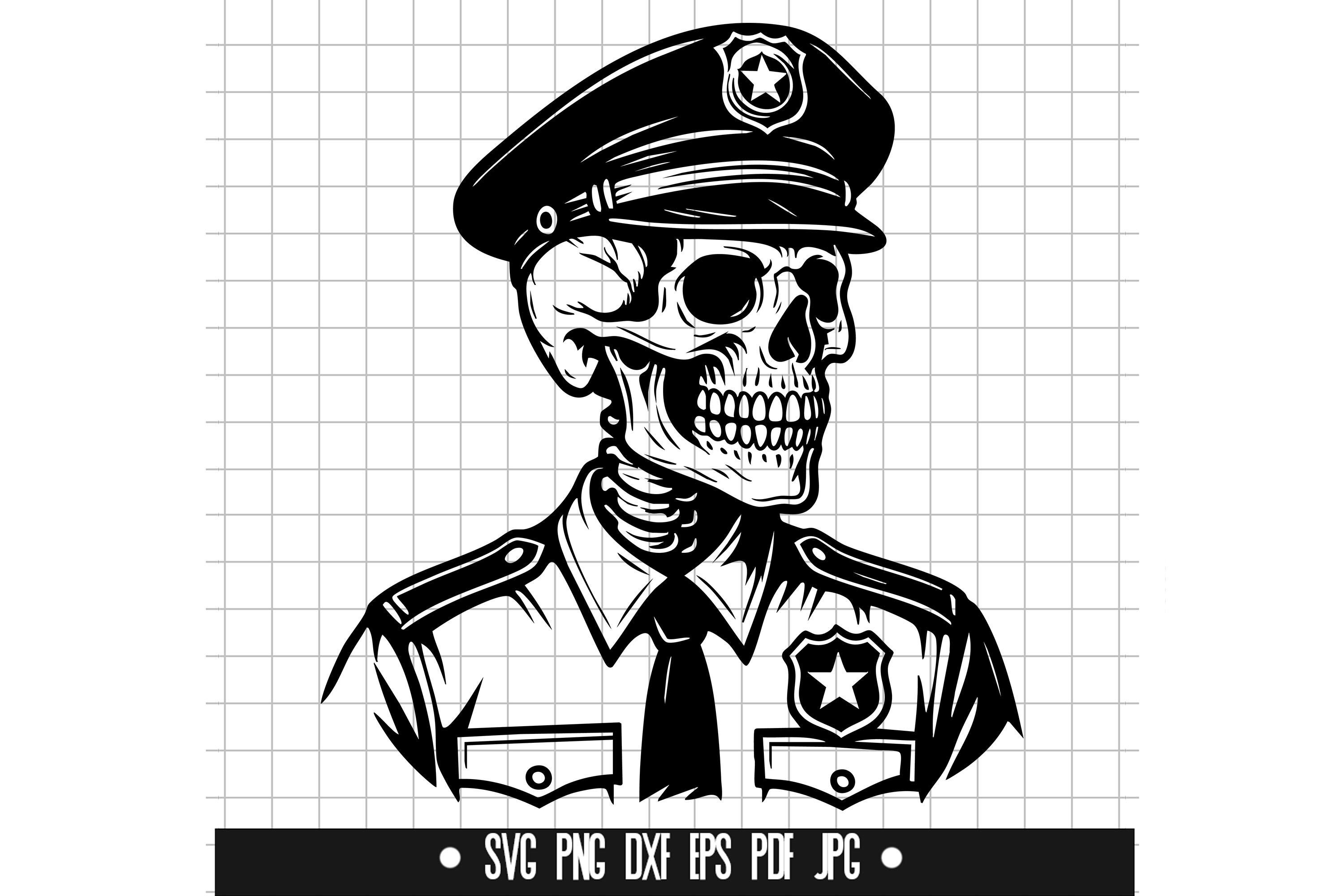 Skeleton Police SVG, Cop Skull DXF, Police Officer PNG, Cut File ...
