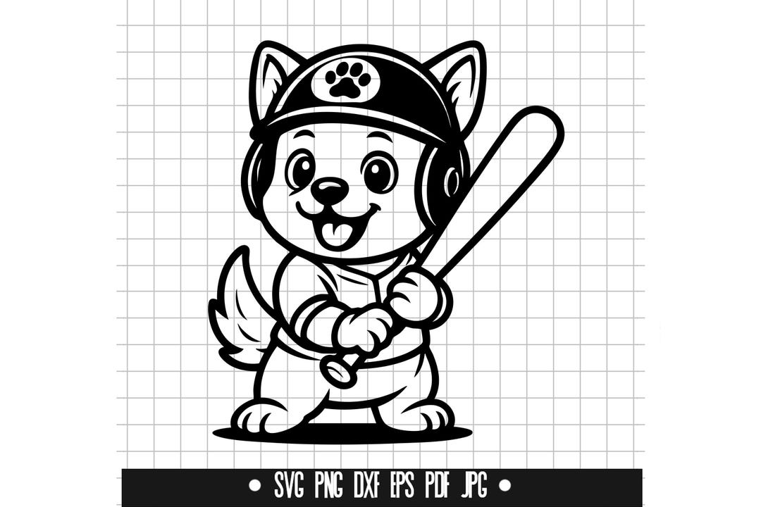 Cute Dog Baseball SVG, Puppy DXF, Dog PNG, Sports Cut File, Clipart ...