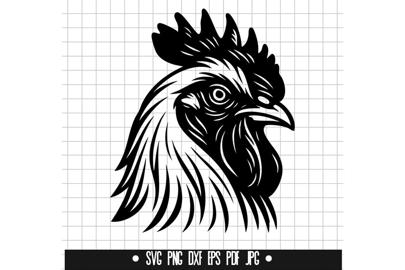 Cabeza de gallo SVG, Gallo DXF, Gallo PNG, Archivo de corte de gallo ...