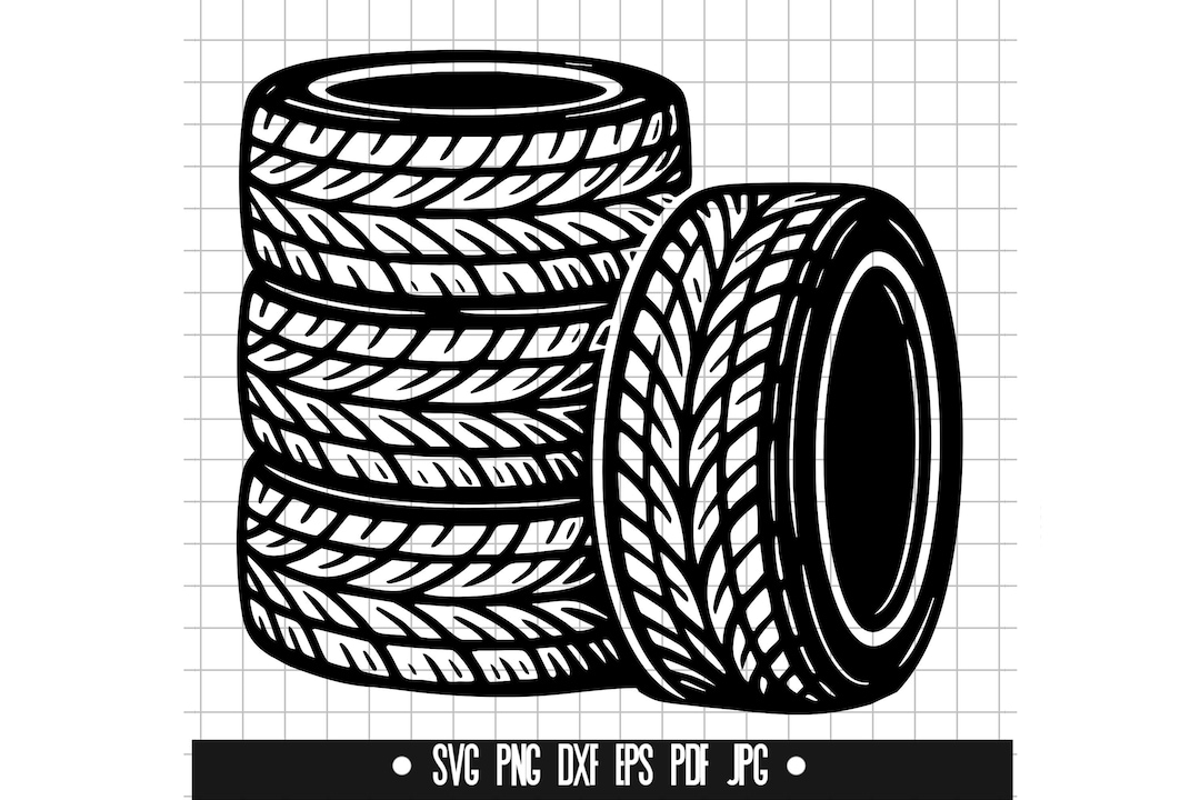 Tires SVG, Tire Stack DXF, Rubber Tires PNG, Tire Cut File, Clipart ...