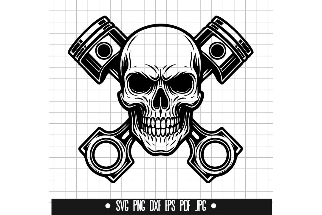 Skull Engine Car Mechanic Garage SVG, Skull Engine DXF, Skull Engine ...
