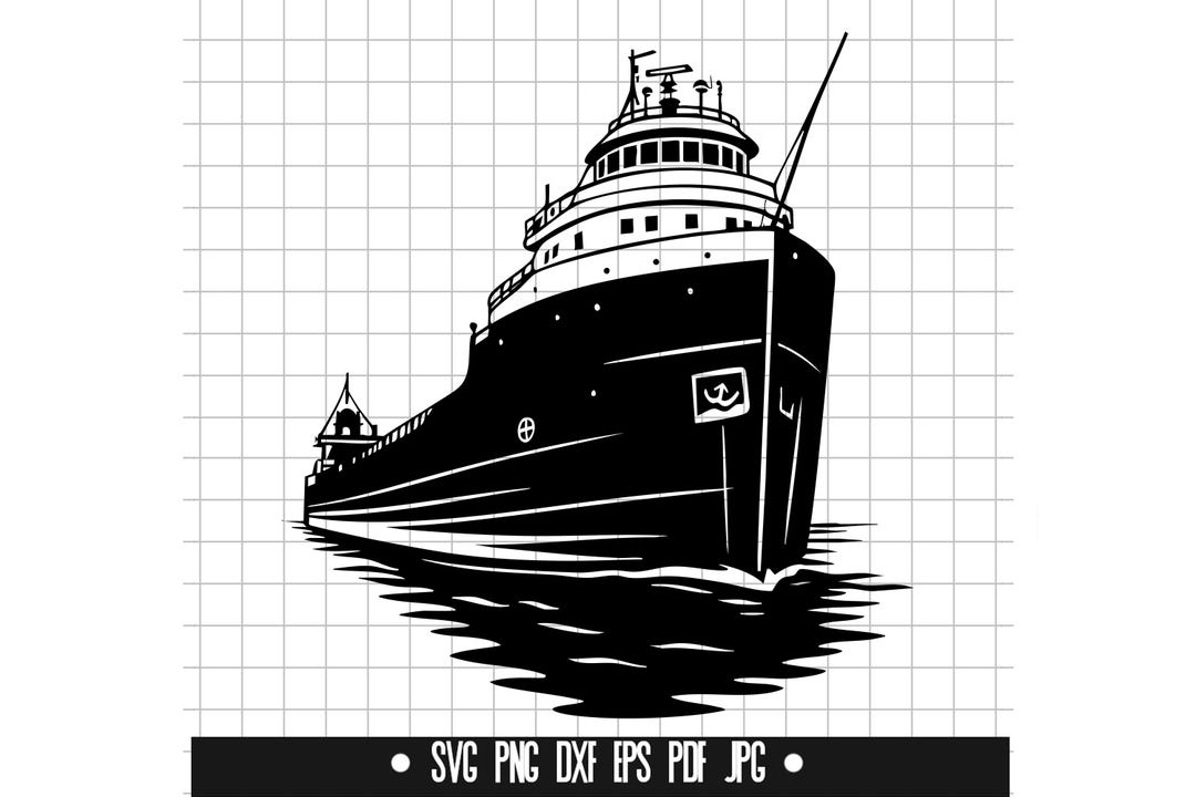 Ship SVG, Cargo Ship PNG, Vessel Cut File, Ocean Boat Silhouette ...
