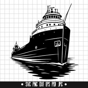 Ship SVG, Cargo Ship PNG, Vessel Cut File, Ocean Boat Silhouette ...