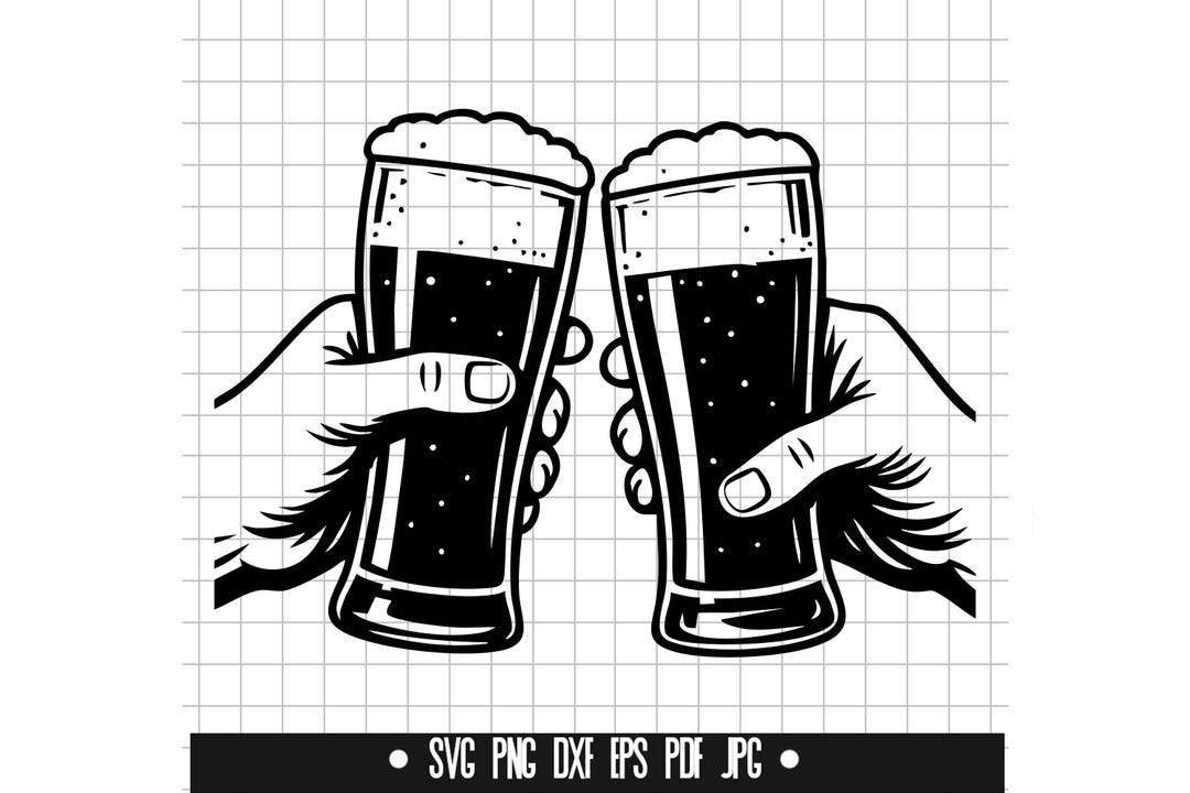 Cheers Beer SVG, Clinking Glasses DXF, Toast Cut File, Party Beer PNG ...