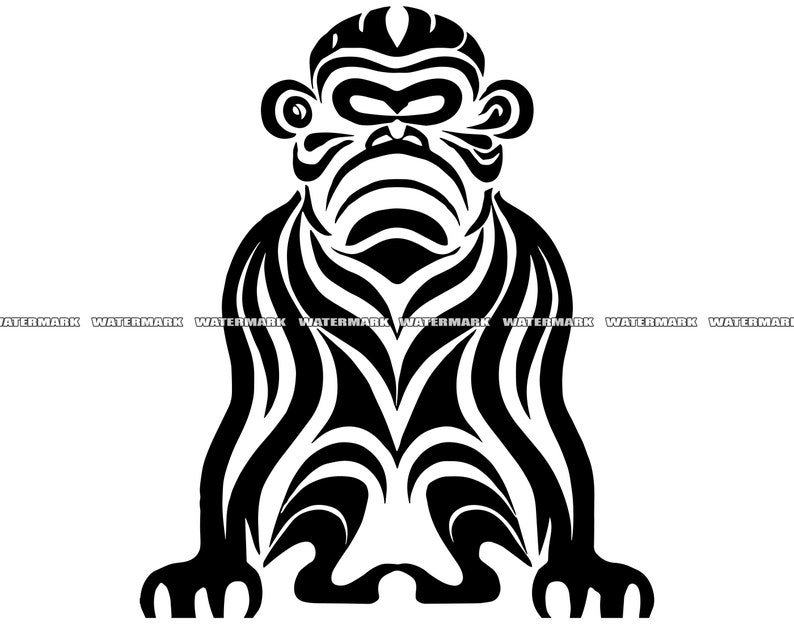 Tribal Monkey SVG Tribal Monkey Cut File Tribal Monkey DXF - Etsy