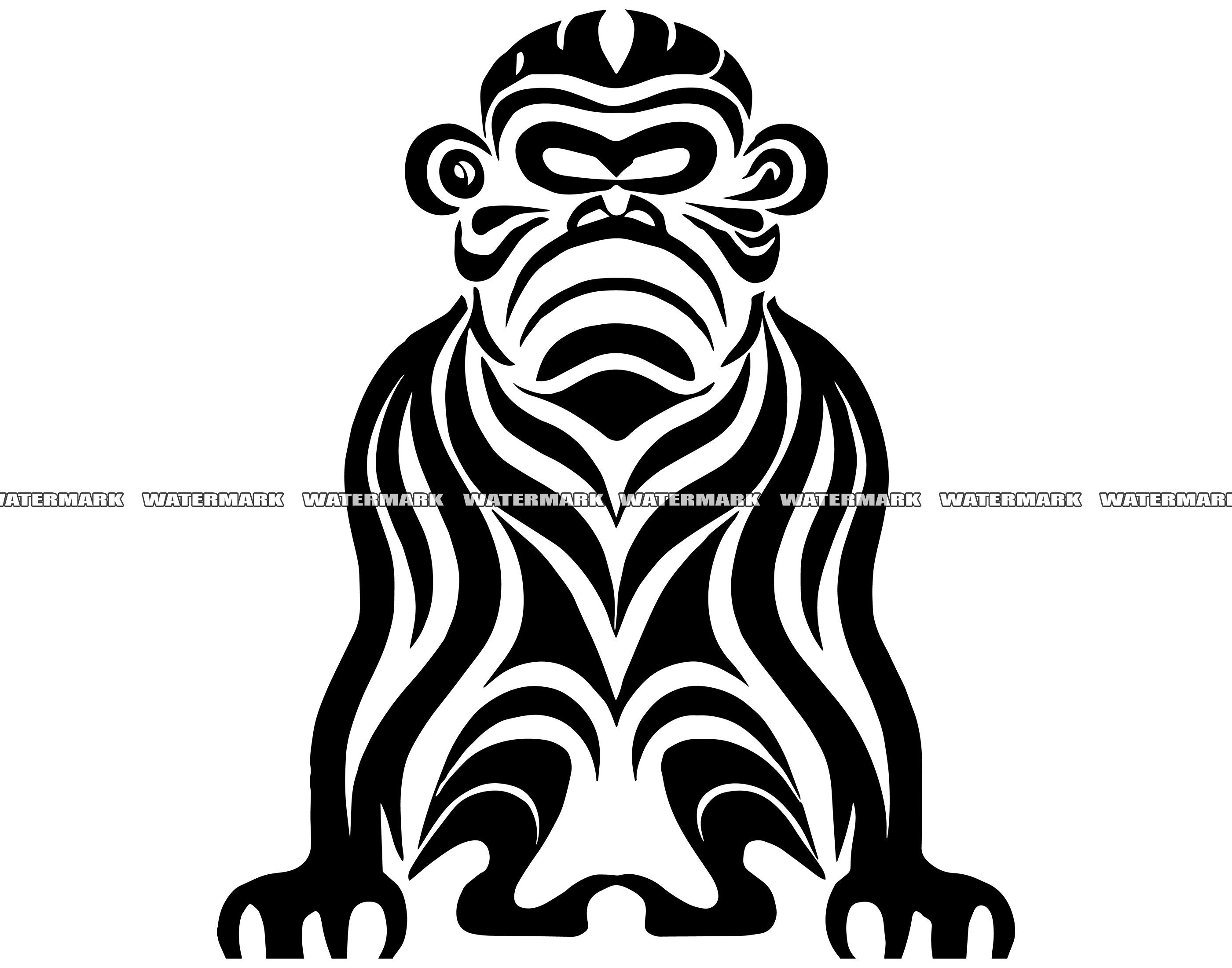 Tribal Monkey SVG, Tribal Monkey Cut File, Tribal Monkey DXF, Tribal ...