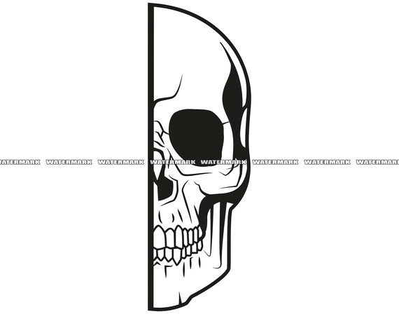 Half of Skull SVG Half of Skull Cut File Half of Skull DXF - Etsy