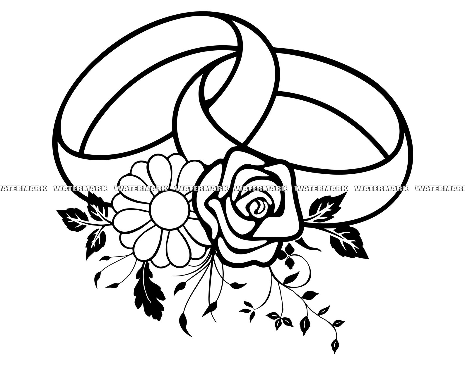 Floral Wedding Ring SVG, Cut File, DXF, PNG, Clipart, Silhouette ...