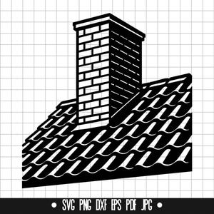 Chimney Roof SVG, House Roof DXF, Brick Chimney PNG, Cut File, Clipart ...