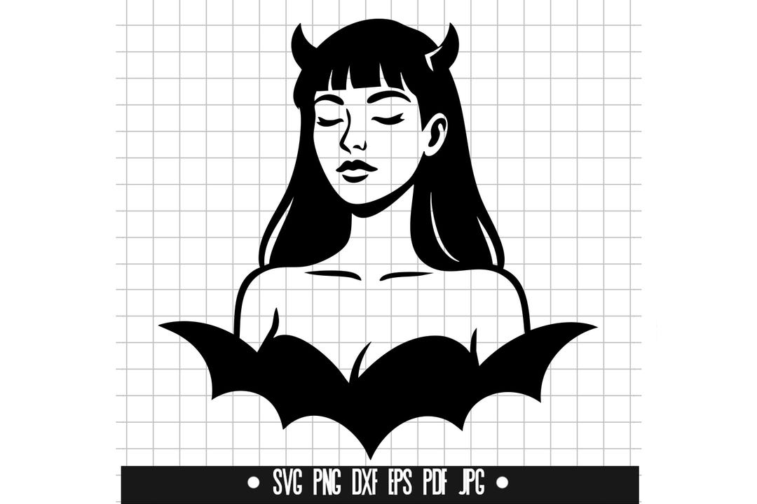 Devil Girl SVG, Demon Woman DXF, Devil Wings PNG, Fantasy Cut File ...