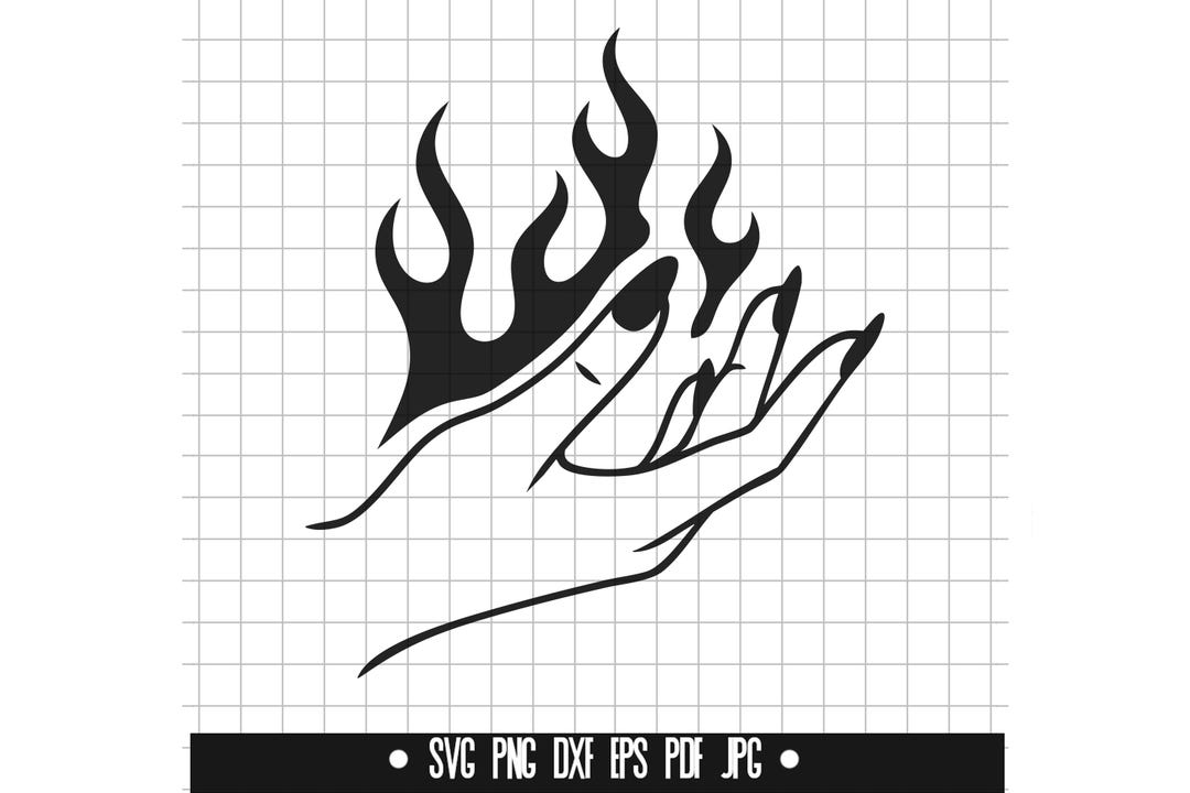 Flame Hand SVG, Fire DXF, Magic Hand PNG, Flame Cut File, Clipart ...