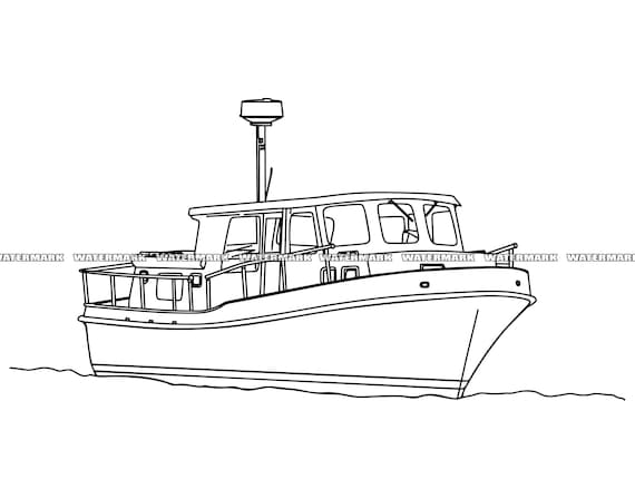 Ferry Boat Black And White Clipart