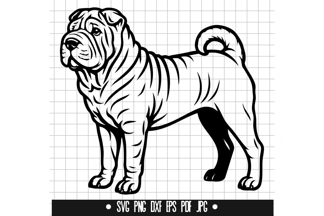Shar Pei SVG, Shar Pei PNG, Shar Pei DXF, Shar Pei Silhouette, Shar Pei ...