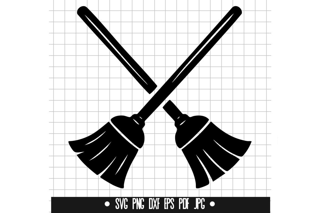 Crossed Brooms SVG, Crossed Brooms DXF, Crossed Brooms PNG, Crossed ...