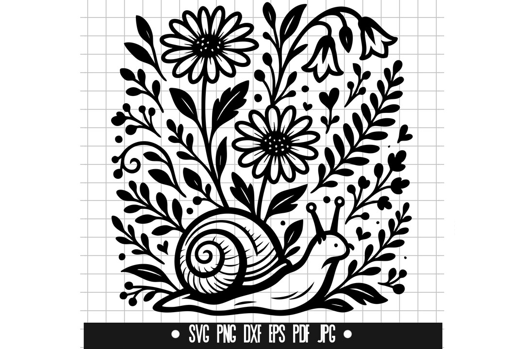 Snail Flower Svg, Floral Snail Svg, Garden Svg, Crown Svg, Nature Svg ...
