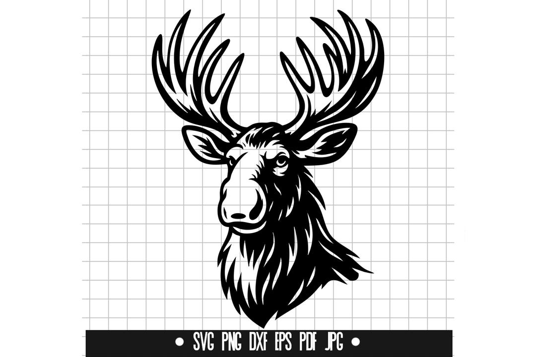 Moose Head SVG, Moose DXF, Moose PNG, Moose Cut File, Clipart, Digital ...