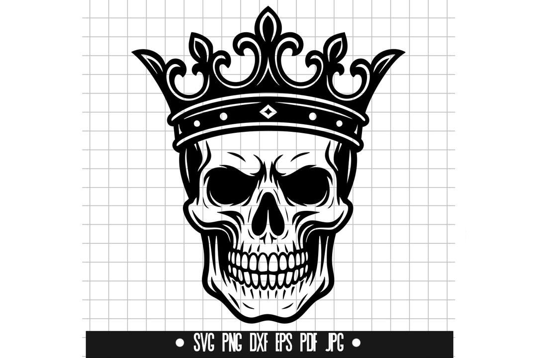 Skull With Crown SVG, Skull With Crown DXF, Skull With Crown PNG, Cut ...