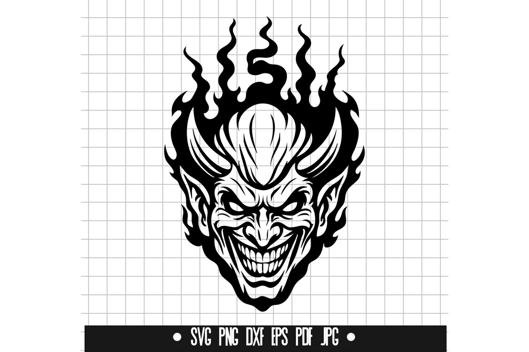 Devil Head SVG, Evil Face DXF, Demon PNG, Devil Cut File, Clipart ...