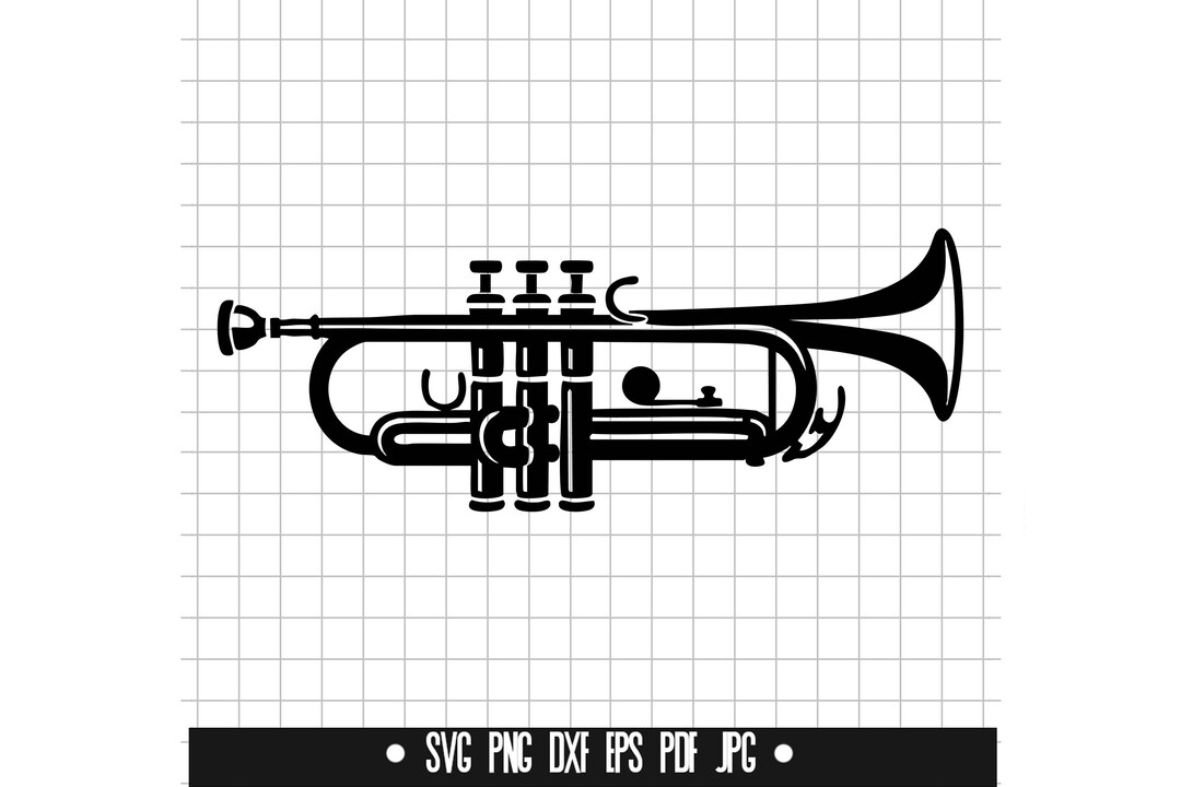 Trumpet SVG, Brass Music DXF, Band Instrument PNG, Cut File, Clipart ...