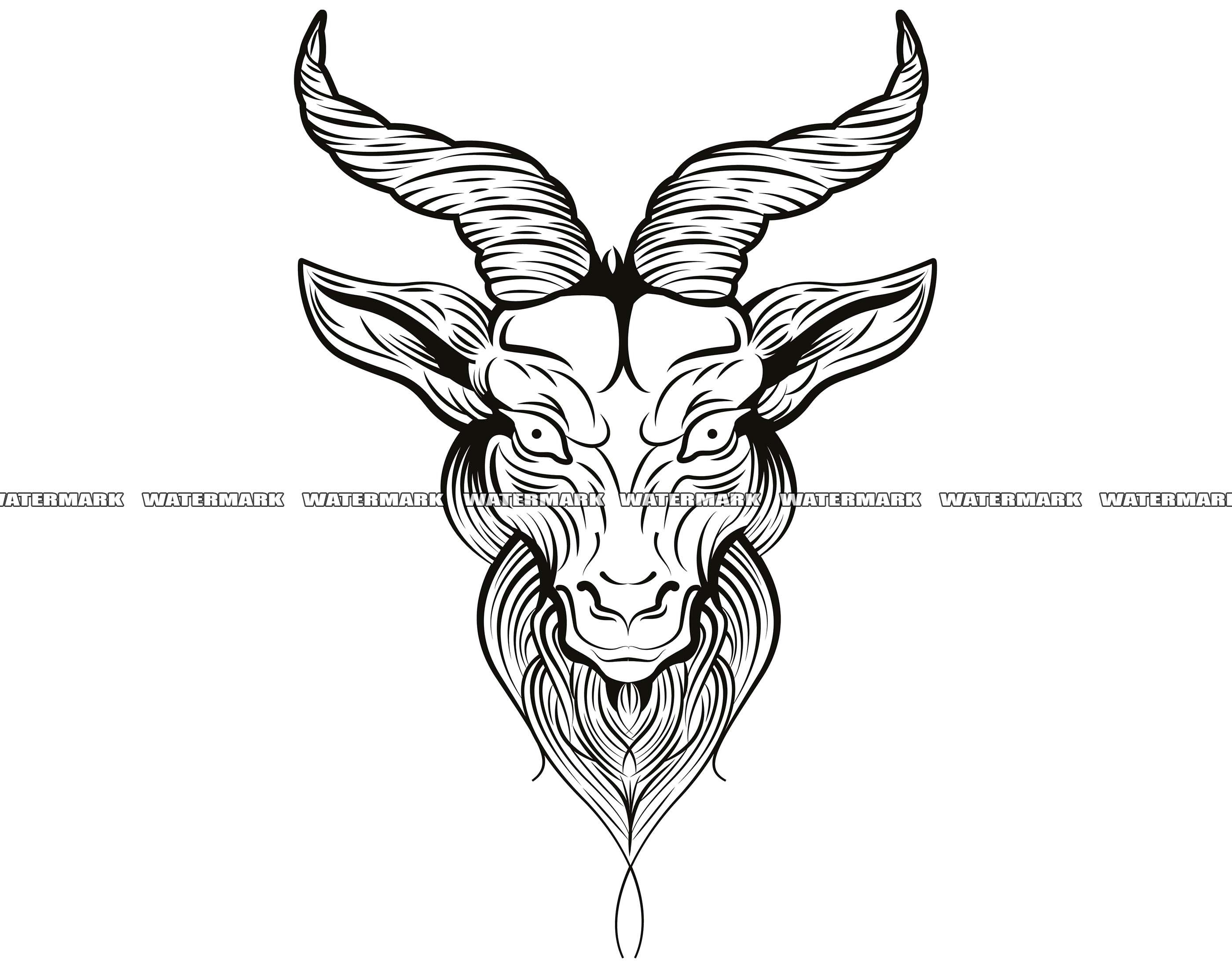Baphomet Head Drawing