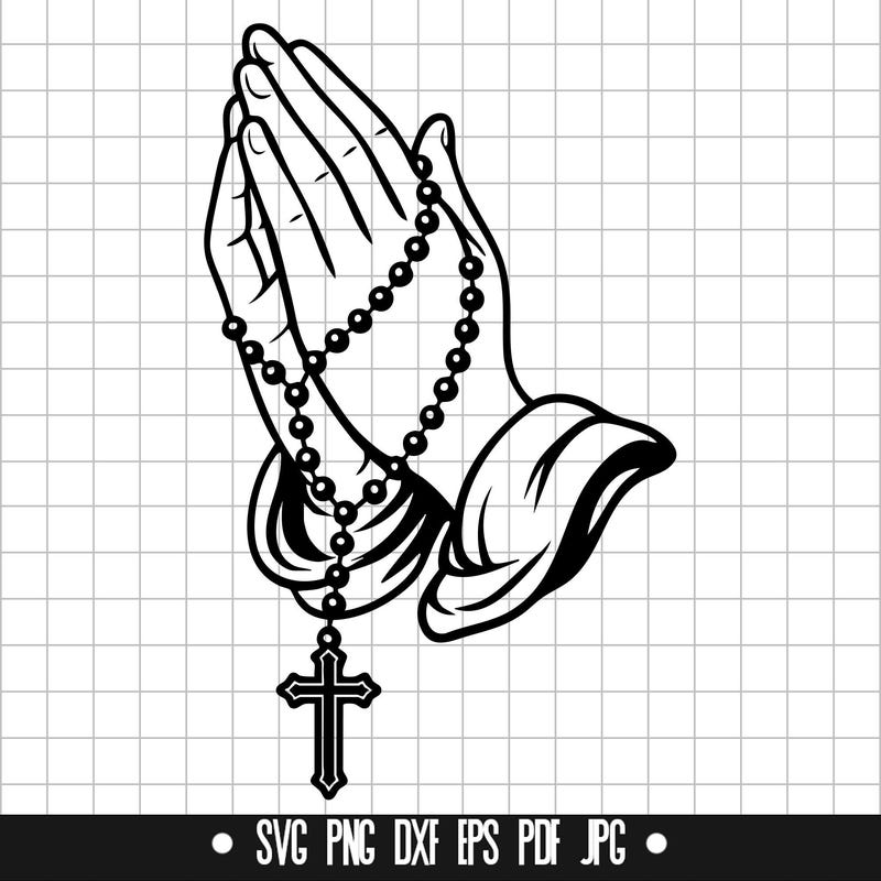 Cross Rosary Hand Svg - Etsy