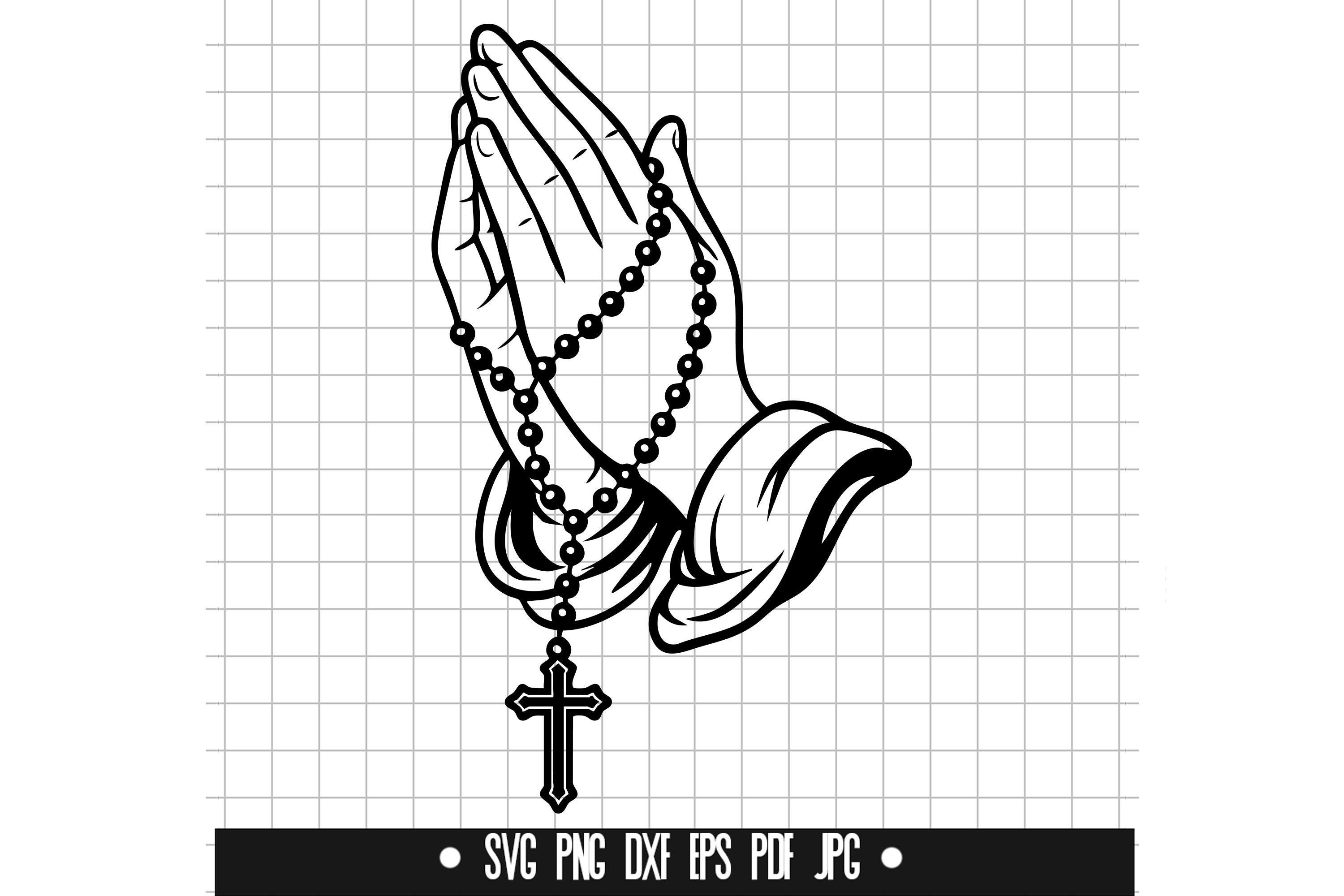 Praying Hands Rosary SVG, Praying Hands Rosary DXF, Praying Hands ...