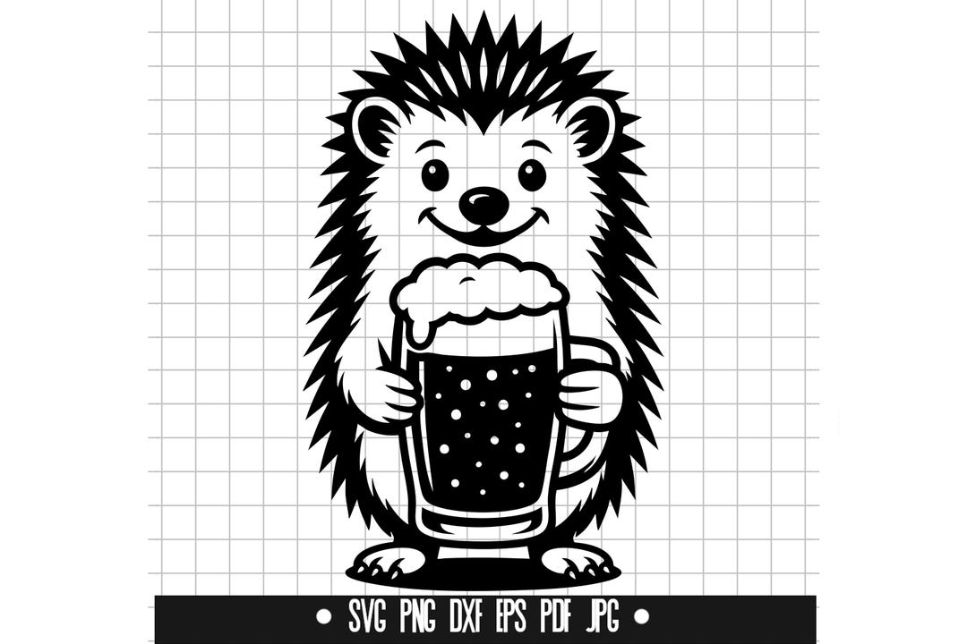 Hedgehog SVG, Beer Mug DXF, Hedgehog PNG, Funny Cut File, Clipart ...