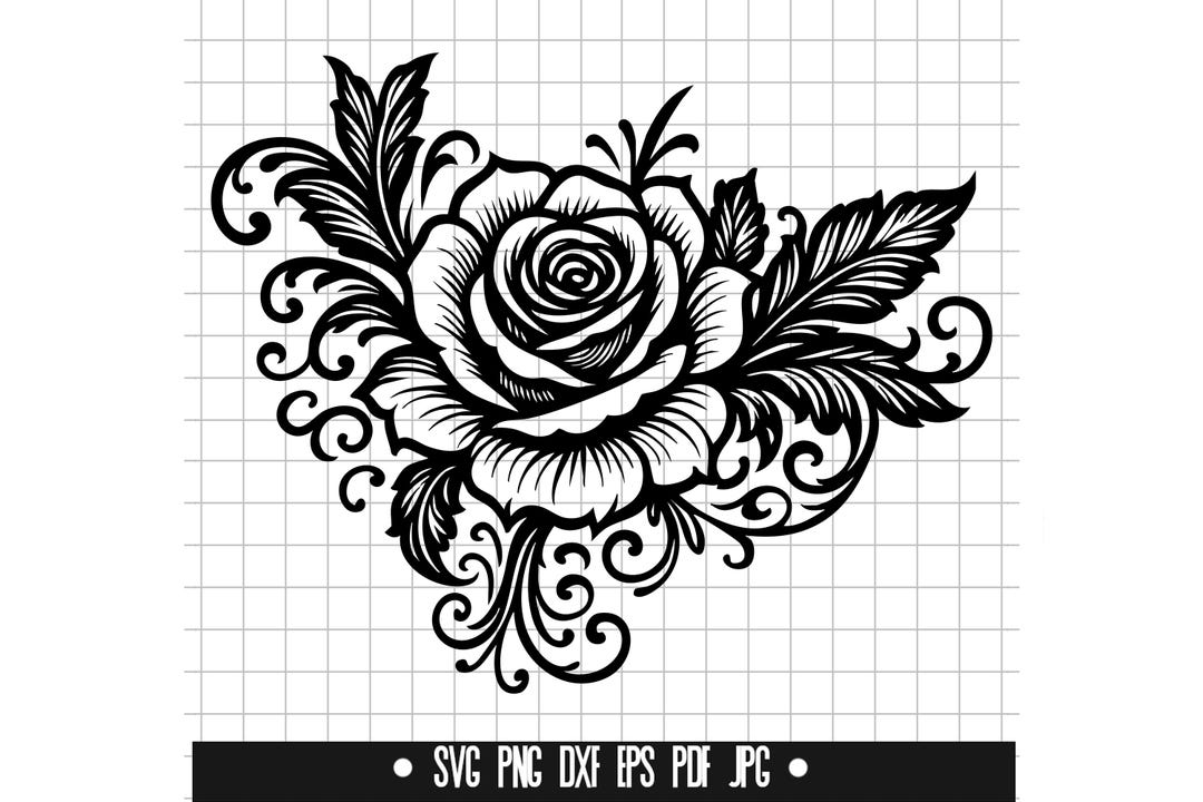 Vintage Rose Swirl SVG, Rose Swirl DXF, Rose Swirl PNG, Rose Swirl Cut ...