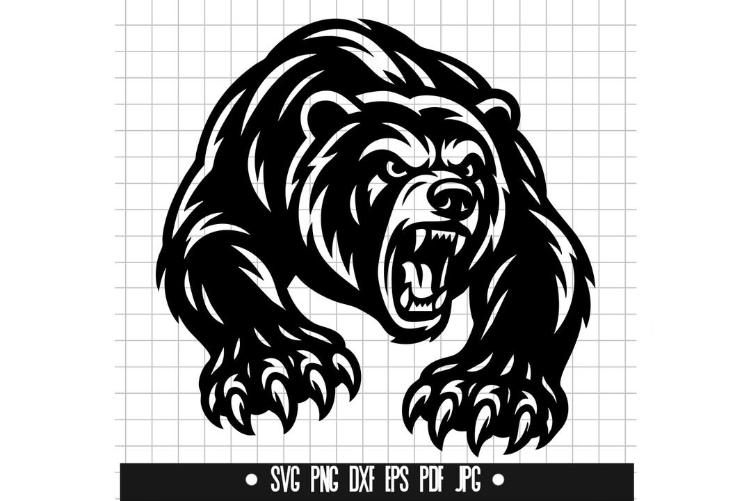 Grizzly Bear SVG, Bear DXF, Bear PNG, Bear Cut File, Clipart, Digital ...