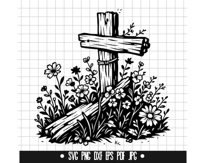 7 Rustic Wooden Cross SVG – Weathered Ivy Vine Clipart (cut File ...