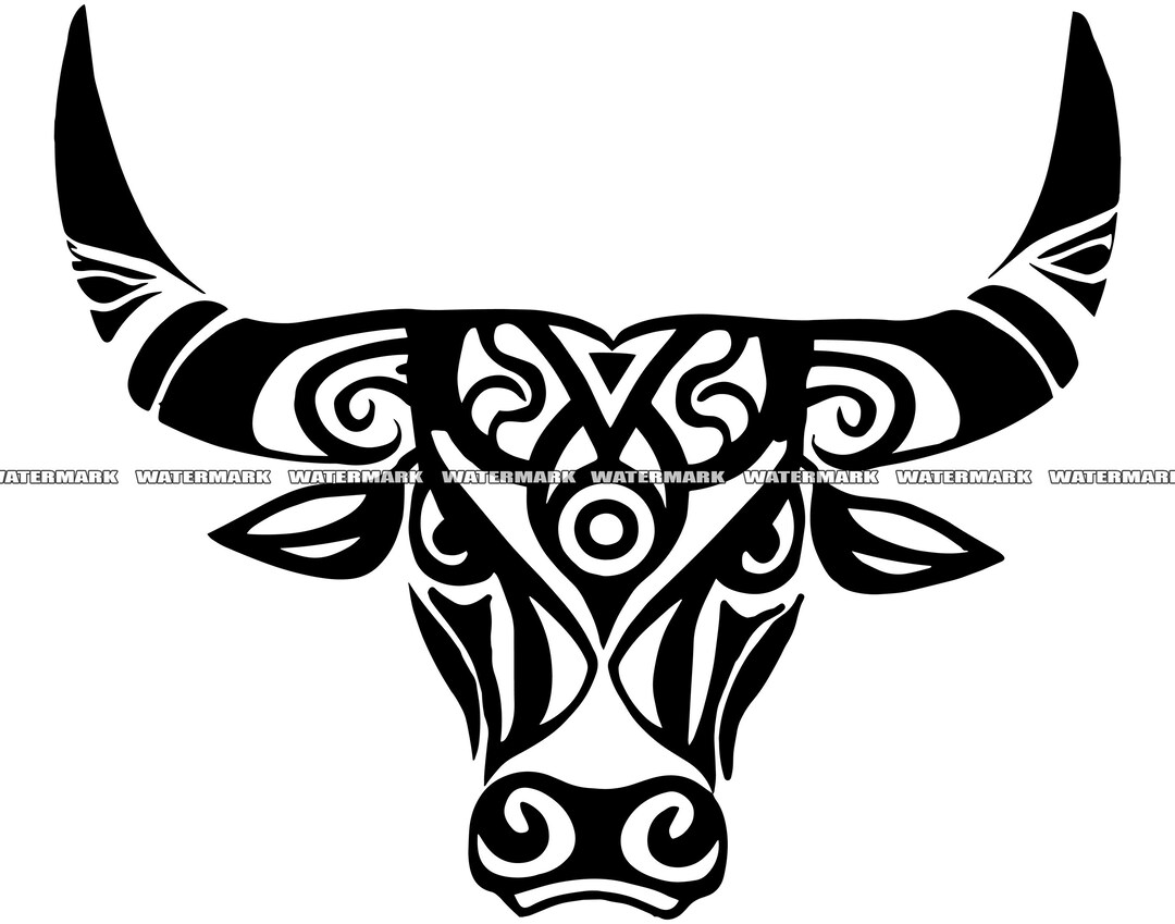 Tribal Cow Head SVG, Tribal Cow Head Cut File, Tribal Cow Head DXF ...