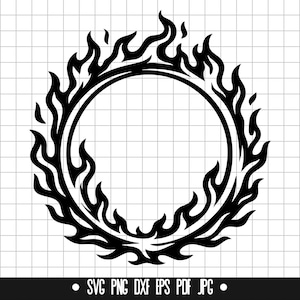 Flame Circle SVG, Fire Frame DXF, Flame Wreath PNG, Circle Border Cut ...