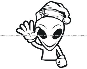 Alien Santa Hat Svg - Etsy