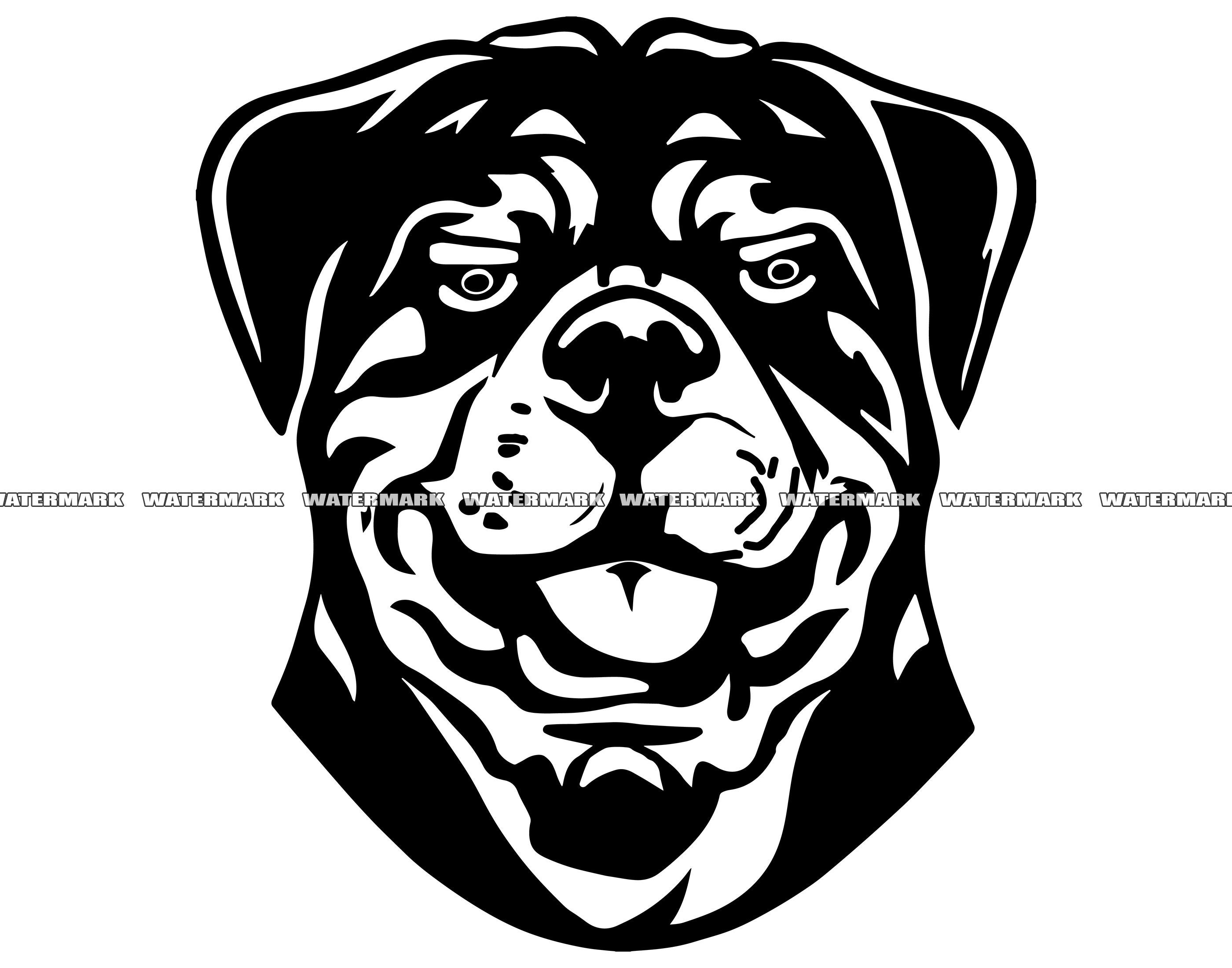 Cartoon Mean Face Growling Rottweiller