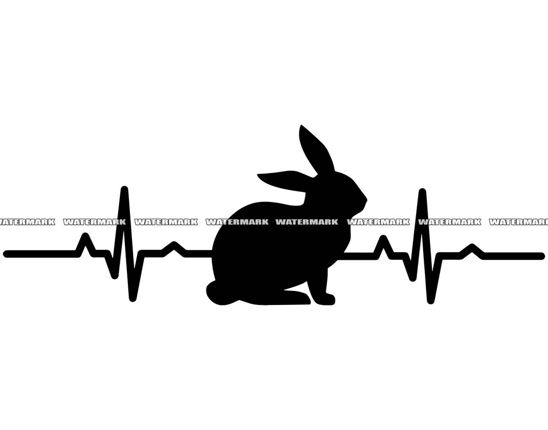 Rabbit SVG Heartbeat Ekg Lover Cut File DXF PNG Clipart - Etsy